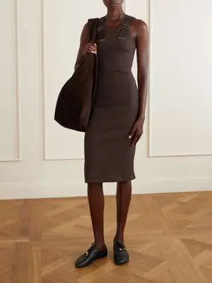 Loewe Embellished Ribbed Stretch-cotton Midi Dress