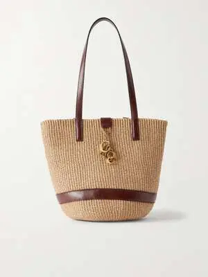 Chloé Leather-trimmed Raffia Tote Bag - Beige
