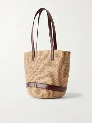 Chloé Leather-trimmed Raffia Tote Bag