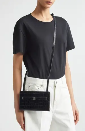 TOTEME Belted Croc Embossed Leather Crossbody Bag