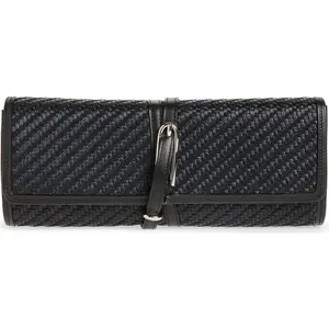 LIFFNER Belted Raffia Clutch - Black