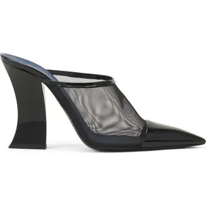 LANVIN Nocturne Mule In Mesh And Patent Leather - Black