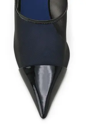 LANVIN Nocturne Mule In Mesh And Patent Leather