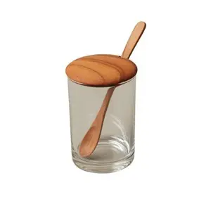 BE HOME Glass Cellar With Teak Lid & Spoon - Brown