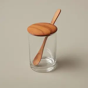 BE HOME Glass Cellar With Teak Lid & Spoon