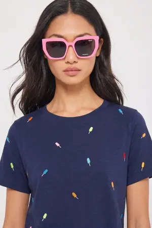 Lisa Todd Short Sleeve Embroidered T-shirt - Navy