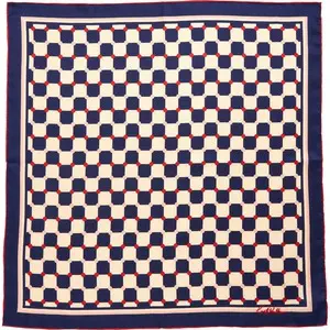 LOST PATTERN Checkerboard Silk Square Bandana - Blue