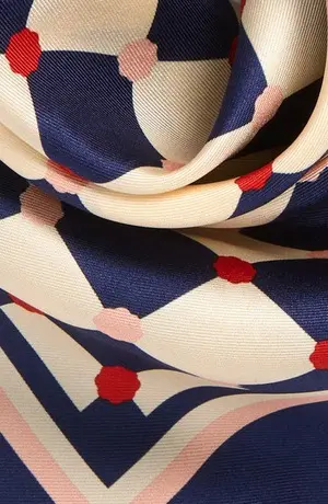 LOST PATTERN Checkerboard Silk Square Bandana - Blue