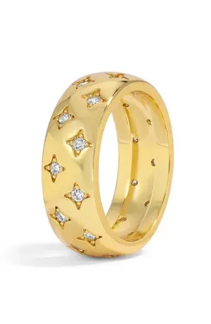 MAZIN JEWELS Bellagio 18k -plated Brass Statement Ring With Star-cut Crystals