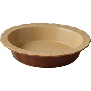 BE HOME Vintage French Stoneware Oval Pie Dish - Brown