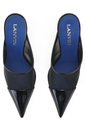 LANVIN Nocturne Mule In Mesh And Patent Leather