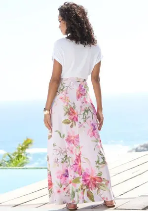 LASCANA Floral Print Maxi Skirt