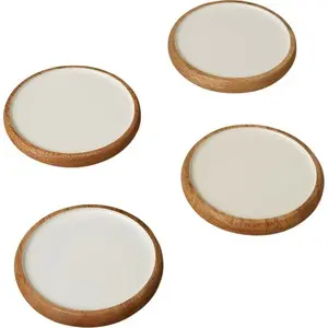 BE HOME Madras Curva Round Coastersset Of 4 - Natural