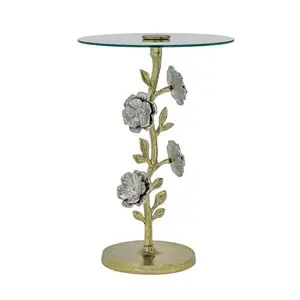 EXPO BAZAAR Side Table With Glass Top