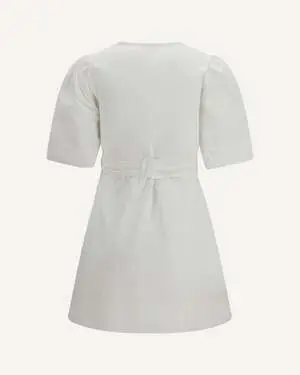 GANNI Mini Dress With A Deep V-neckline And Front Tie Bands