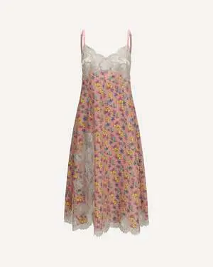 Dolce & Gabbana Floral Slip Dress With Lace Trim - Multicolour