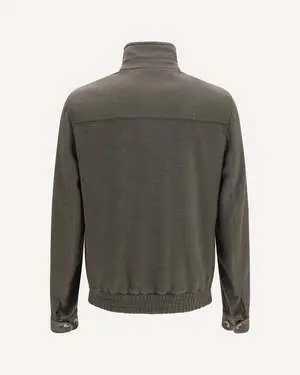 Brunello Cucinelli Wool Zip Jacket With High Collar