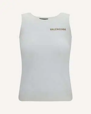 Balenciaga Logo Embroidered Tank Top