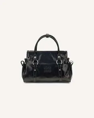 Miu Miu Leather Handbag With Embossed Logo