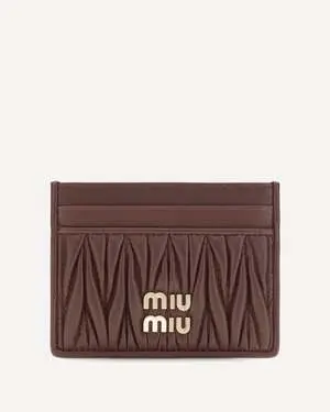 Miu Miu Matelassé Nappa Leather Card Holder - Bordeaux