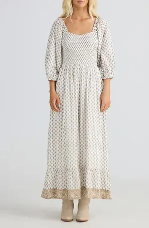 TALISMAN THE LABEL Emelina Smocked Maxi Dress