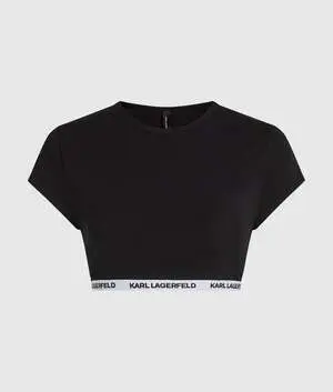 Karl Lagerfeld Logo Band Cropped T-shirt