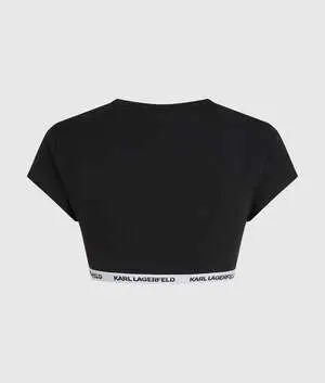 Karl Lagerfeld Logo Band Cropped T-shirt