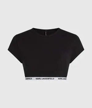 Karl Lagerfeld Logo Band Cropped T-shirt