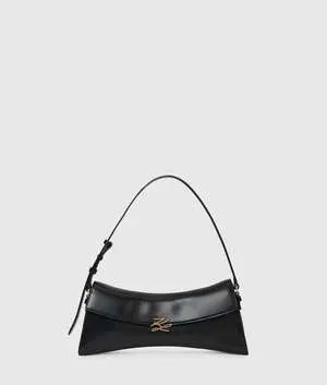Karl Lagerfeld K/autograph Twist Shoulder Bag In Smooth Leather - Black/gold