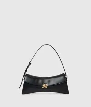 Karl Lagerfeld Karl Lagerfeld K/Autograph Twist Shoulder Bag In Smooth Leather Black/gold