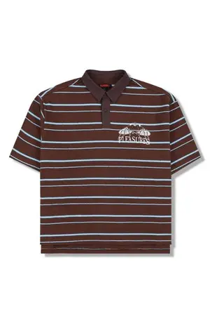 PLEASURES Teleport Stretch Cotton Graphic Polo - Brown