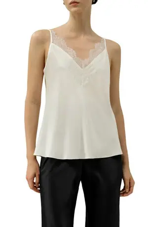 Lilysilk Bias Cut Lace-trimmed Silk Camisole
