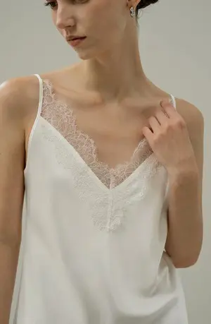 Lilysilk Bias Cut Lace-trimmed Silk Camisole