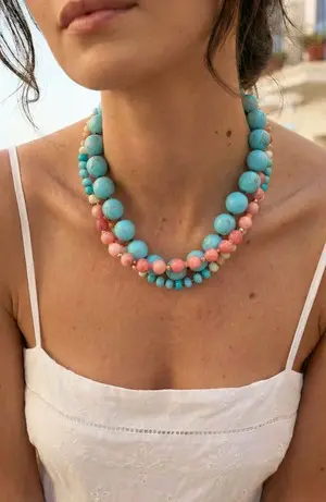Stella & Dot Strawberry Sunstone Quartz Beaded Necklace