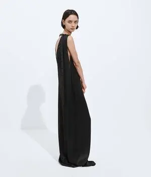 Bottega Veneta Fluid Silk Double-satin Maxi Dress With Cape Effect