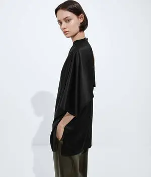 Bottega Veneta Fluid Silk Satin Top - Double Black