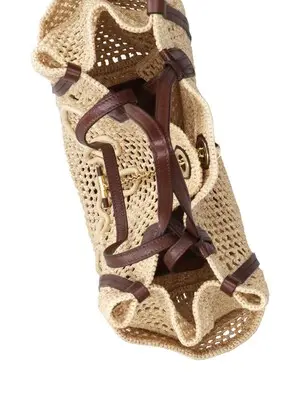 Chloé Raffia Tote Bag With Leather Trim