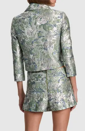 Alice + Olivia Weston Metallic Floral Jacquard Crop Jacket