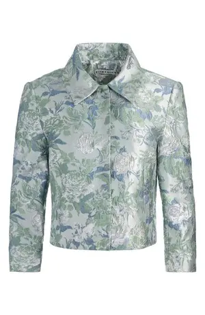 Alice + Olivia Weston Metallic Floral Jacquard Crop Jacket