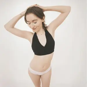 BRABAR Hug Lace Halter B-tween T-strap Sports Bralette - Black
