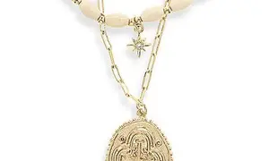 PANACEA Two-row Howlite Stone Coin Pendant Necklace