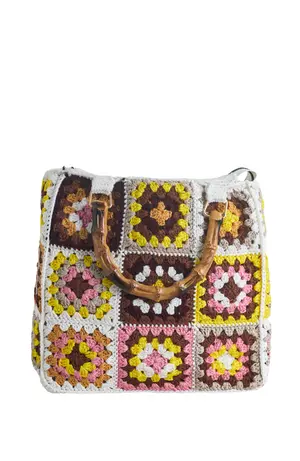 SOLOMON & SAGE Granny Square Crochet Tote Bag