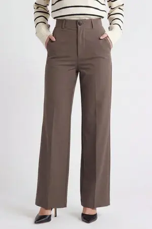SOLOMON & SAGE Classic Organic Wide Leg Pants - Mocha