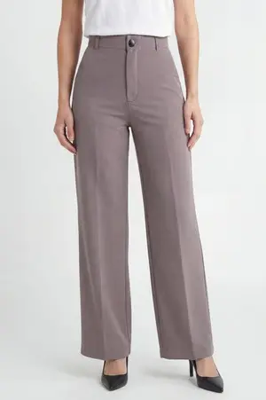SOLOMON & SAGE Classic Organic Wide Leg Pants - Rose-gray