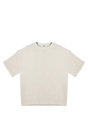 SOLOMON & SAGE Cotton Relaxed Crewneck Drop Shoulder T-shirt - Sand
