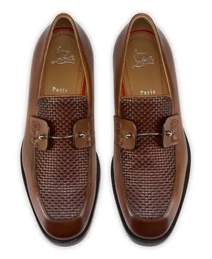 CHRISTIAN LOUBOUTIN Chambelimoc Loafer With Silver Collar Pin Detail - Havane