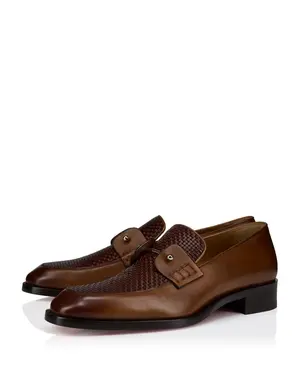 CHRISTIAN LOUBOUTIN Chambelimoc Loafer With Silver Collar Pin Detail - Havane