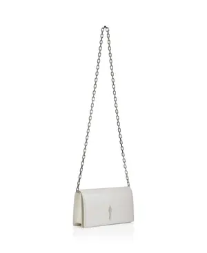 CHRISTIAN LOUBOUTIN Bettina Clutch With Silver Embellishment - White