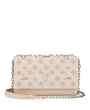 CHRISTIAN LOUBOUTIN Paloma Clutch With Studded Embellishments - Leche