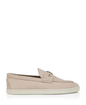 CHRISTIAN LOUBOUTIN Chambeliboat Grained Nubuck Leather Loafers - Beige